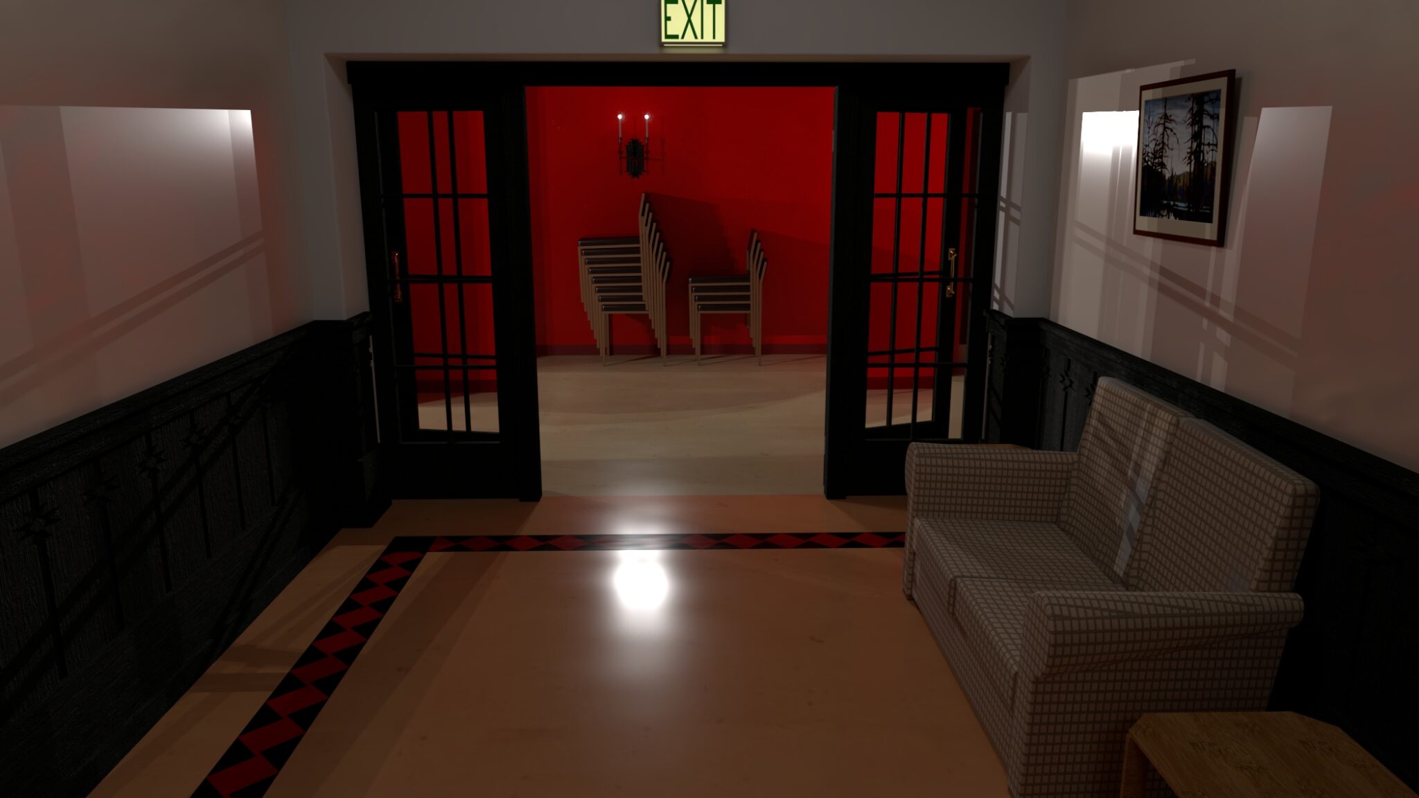 The Red Hallway - The Shining sets – a digital reconstuction