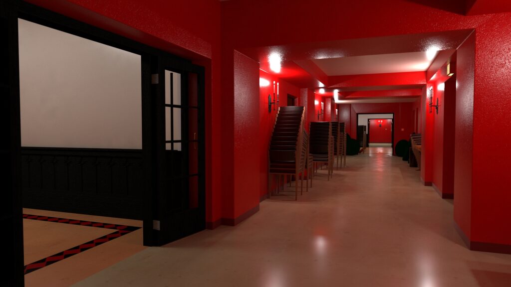 The Red Hallway - The Shining sets – a digital reconstuction
