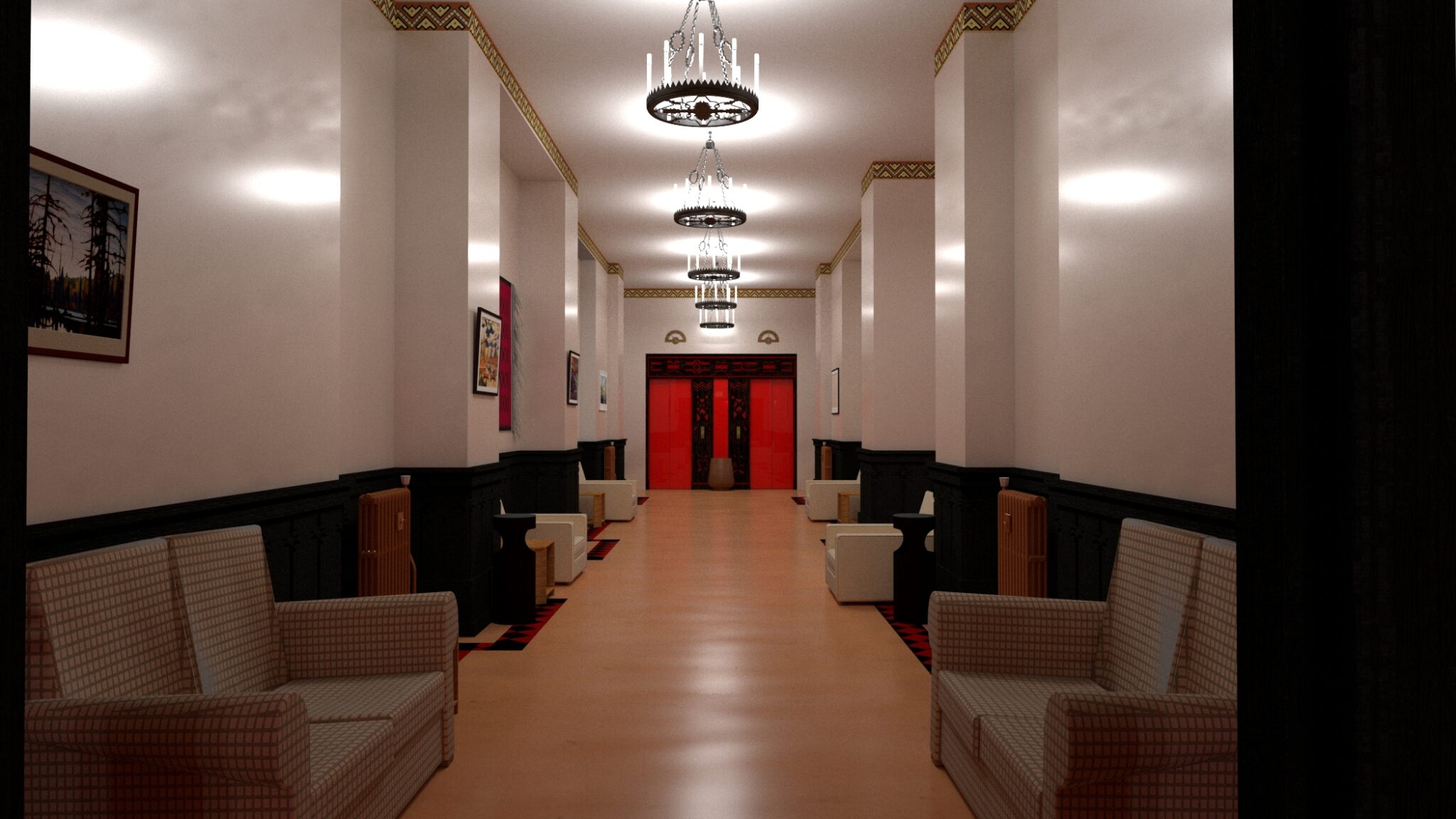 The Red Hallway - The Shining sets – a digital reconstuction