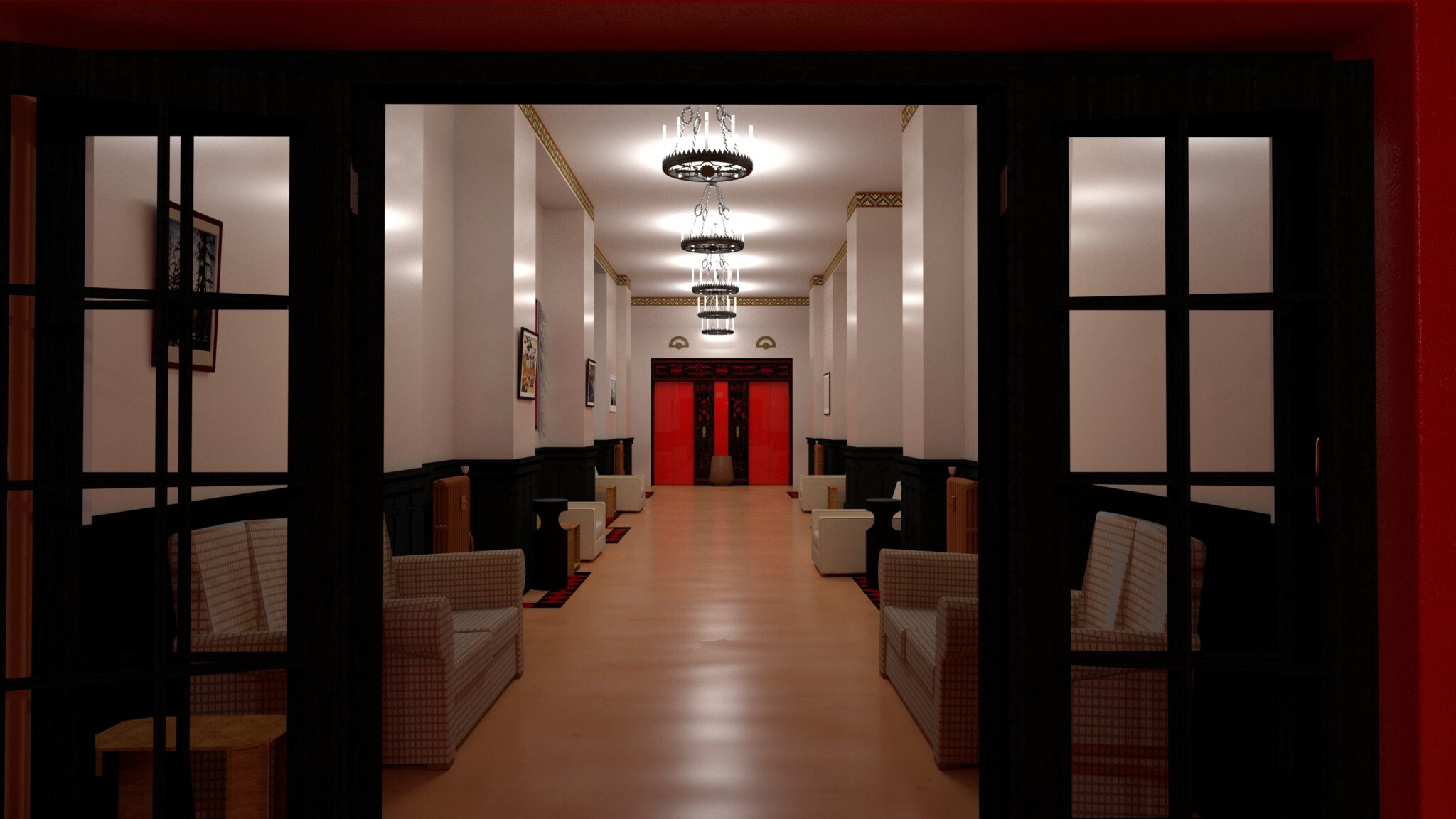 The Red Hallway - The Shining sets – a digital reconstuction
